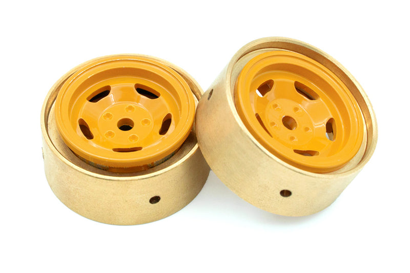 BATRAZZI 0.9" Aluminum Star Road Wheels Yellow 4pcs for SCX24/CR24/FCX