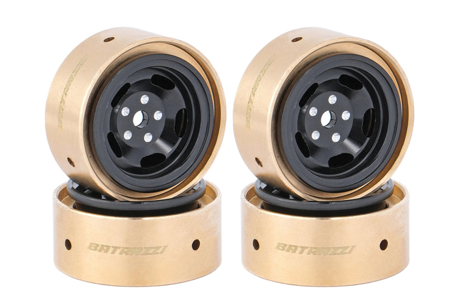 BATRAZZI 0.9" Aluminum Star Road Wheels Black 4pcs for SCX24/CR24/FCX2